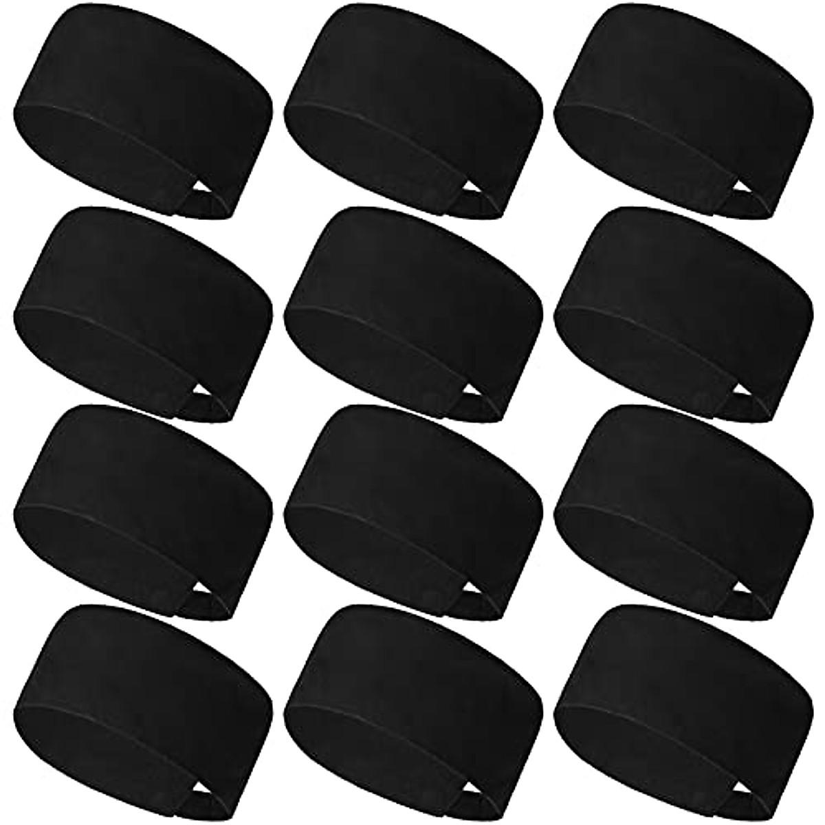 Hicarer 12 Pieces Chef Hats for Women Men Adjustable Unisex Sushi Beanie Chef Mesh Top Skull Caps Kitchen Cooking Food Caps (Black)