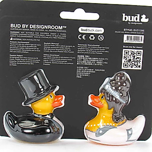 Bride & Groom Rubber Duck (Mini) Set Bath Toy by Bud Duck | Elegant Gift Packaging I do! | Child Safe | Collectable