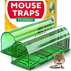 Humane Catch and Release Indoor/Outdoor Mouse Traps Pack of 2 - Easy Set Durable Traps, Safe for Children, Pets and Humans - Instantly Remove Unwanted Vermin from Your Home