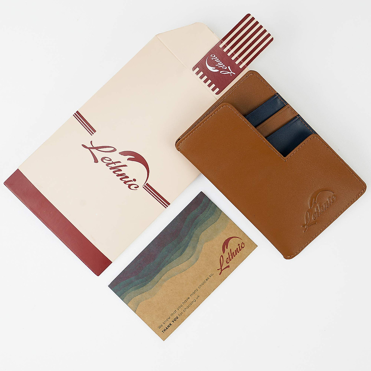 Lethnic RFID Thin Wallet For Men, Women - Unique Color-Mixed Genuine Leather (Brown)