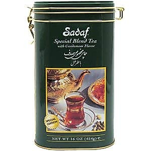 Sadaf Cardamom Tea Loose Leaf Tin 16 oz - Special Blend Cardamom Ceylon Black Tea - Product harvested in Sri Lanka