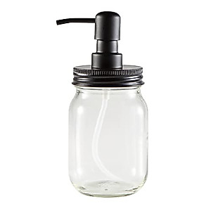 Mason Jar Bathroom Accessories Set – 5-Piece Bathroom Set with Toothbrush Holder, Soap Dispenser, Canister, and 2 Small Jars by Lavish Home (Black)