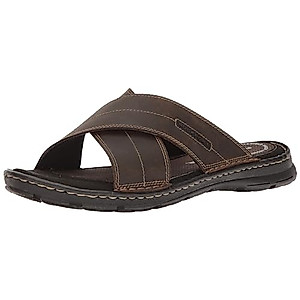 Rockport Men's Darwyn Xband Slide Sandal, Brown II Leather, 14 W US