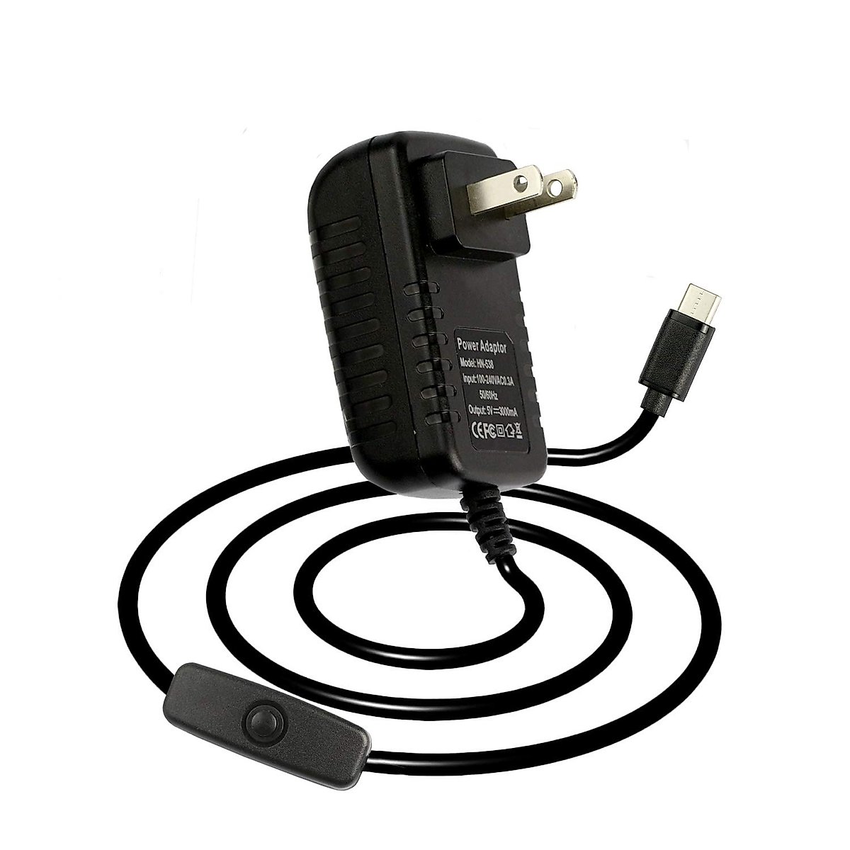 5V 3A USB Type C Power Supply Adapter with ON/Off Switch for Raspberry Pi 4 Model B (1G,2G,3G)