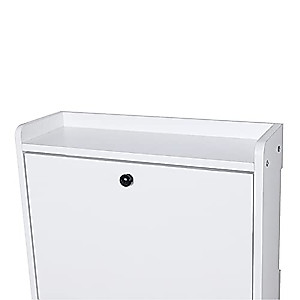 Ghankopd Modern 3-Tier Shoe Cabinet,Freestanding Shoe Rack Storage Organizer with Flip Door, for Entryway White Shoe Storage Cabinet & Flip Doors,White