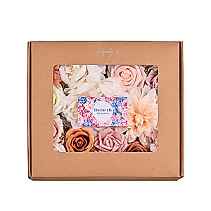 Birbirth Fall Artificial Flower White Big Peony Dahlia Rose Combo,Realistic Fake Flowers for Wedding Bridal Shower Decoration,Bride and Bridesmaid Bouquet,Elegant Luxurious Flower Set