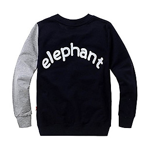 CM-Kid Little Boys' Elephant Long Sleeve T-shirt Cartoon Head Sweatshirt, Black, 4T