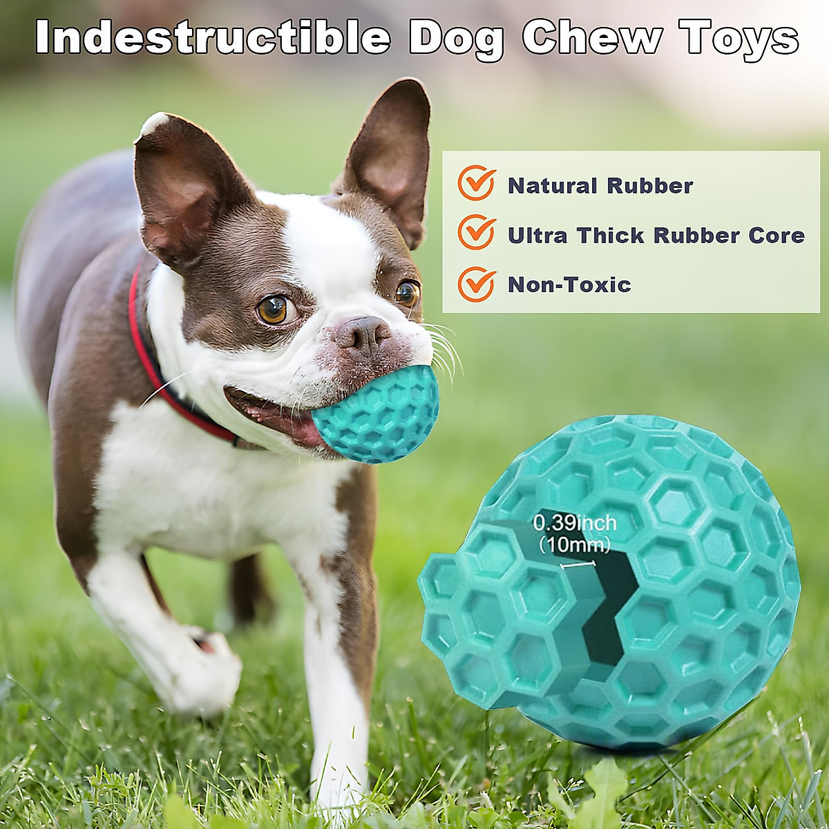 Dog Squeaky Balls, Dog Toys for Aggressive Chewers Large/Medium Breed, Durable Tough Chew Toys for Aggressive Chewers, Natural Rubber Dog Balls Interactive Toys