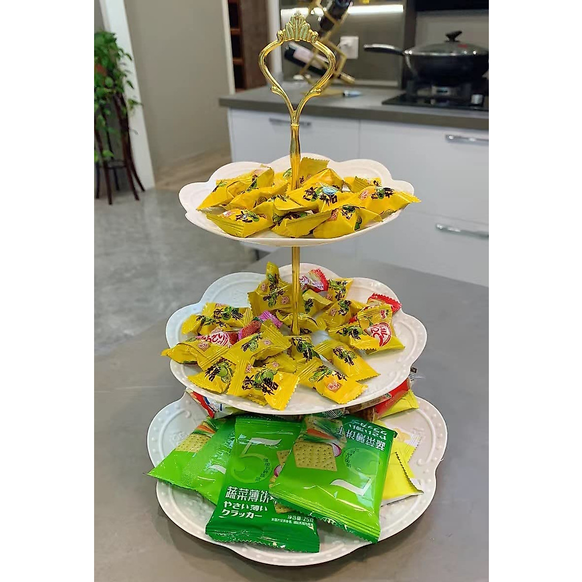 3 Tier Cupcake Stand, Plastic Tiered Serving Stand, Dessert Tray for Tea Party, Baby Shower and Wedding (Round)