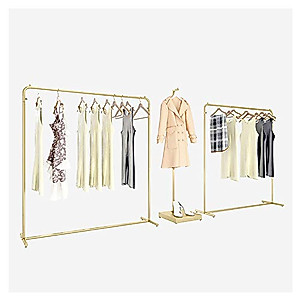 Floorstanding Hanging Carboot Display Rail,Wrought Iron Continental Clothes Rail,Convenient and Practical,Fashion/Golden / 160cm