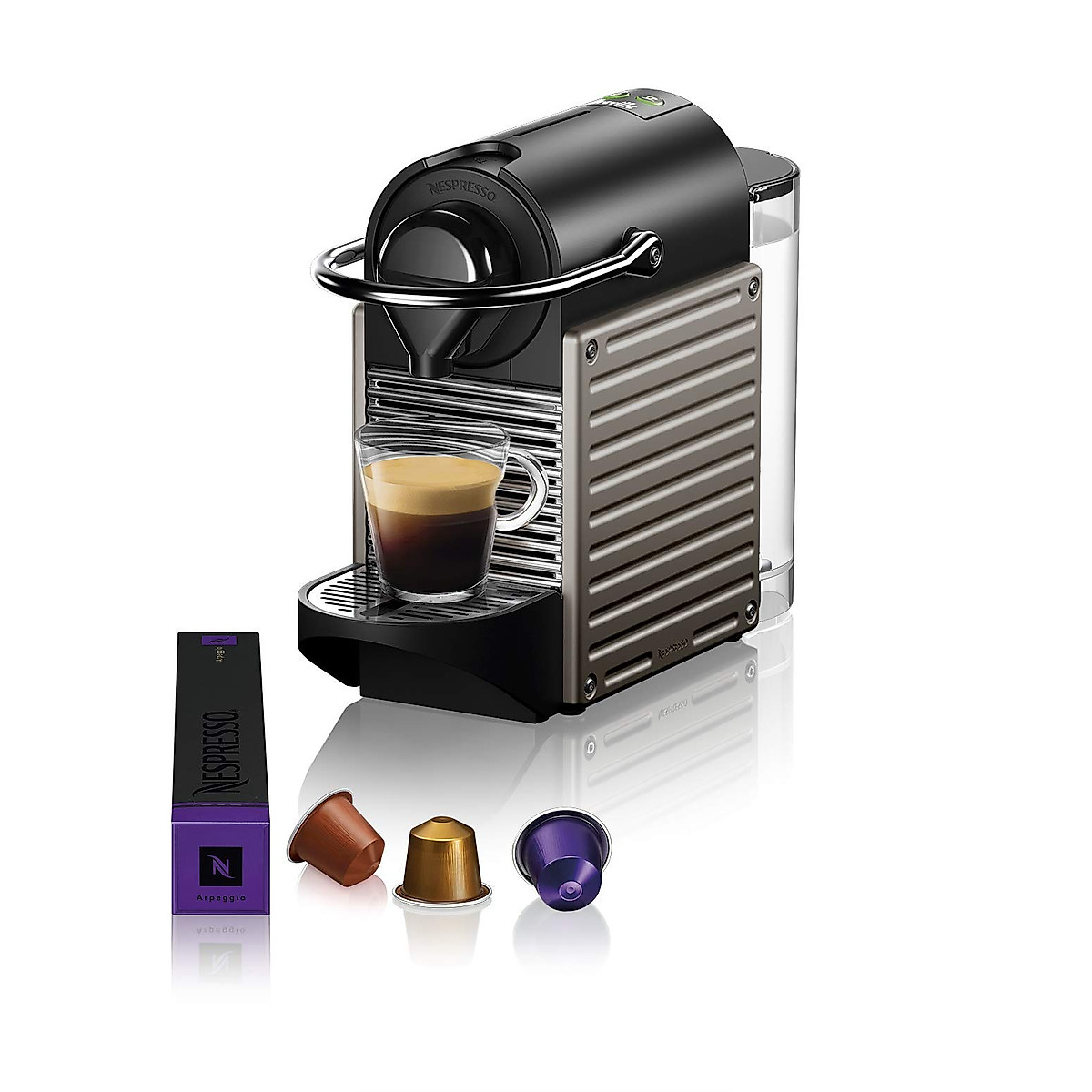 Nespresso Pixie Espresso Machine by Breville with Milk Frother, Titan