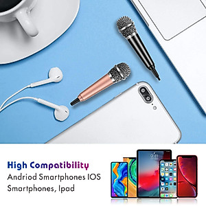 Wootrip Mini Karaoke Microphone, Mini Voice Recording Microphone Portable Karaoke Mic for Singing, Voice Recording…
