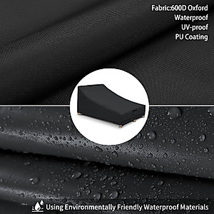 COSHNIBI Double Chaise Lounge Cover,600D Outdoor Waterproof Patio Double Wide Chaise Lounge Chair Cover, for 82 L x 59 W x 32 H Double Recliner, Black