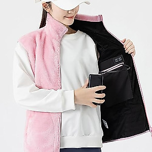 ysgfhgjw Deals Of The Day Fleece Heated Vest For Men Women 2023 Winter Casual Sleeveless Zip Up Warm Heated Vest Jacket (Not Included Battery) Pink Xxl