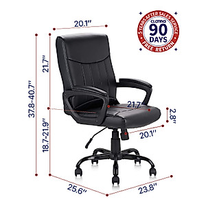 CLATINA Mid Back Leather Office Executive Chair with Lumbar Support and Padded Armrestes Swivel Adjustable Ergonomic Design for Home Computer Desk