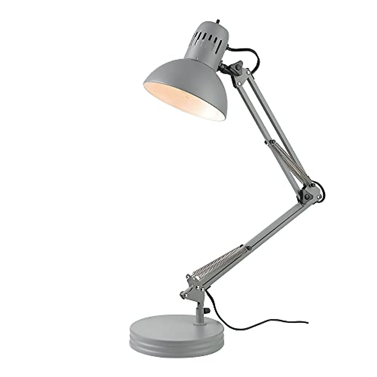 Globe Electric 56106 28" Spring Balanced Arm Desk Lamp, Matte Gray, On-Off Rotary Switch on Shade, Interchangeable Base and Clamp Arm Design, Home Décor, Desk Lamps for Home Office, Home Décor