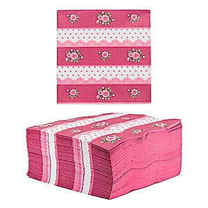 Royal Bluebonnet Napkins - 100 Paper Napkins - Pink and White Rose Flower Theme – Napkins Disposable, Napkins, Napkins Paper