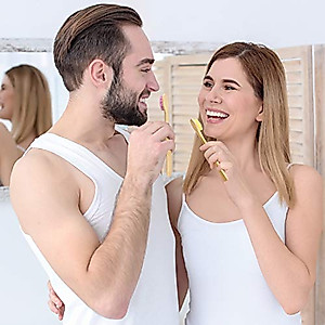 18 Pieces Bamboo Toothbrushes Tooth Brush Natural Bamboo Toothbrushes with BPA-Free Nylon Bristles and Ergonomic Handles in Individually Packaged (Multi-Colors)