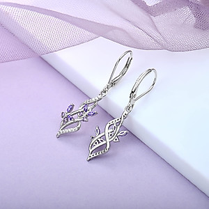 JO WISDOM Women Infinity Butterfly Earrings,925 Sterling Silver Dangle & Drop Earrings with 5A Cubic Zirconia June Birthstone Amethyst Color