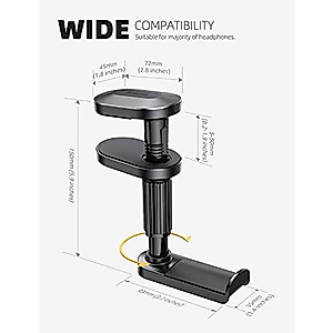 Lamicall Headphone Stand, Headset Hanger - [2022 Upgarded] 360° Rotating Earphones Holder Hook Mount Clamp under Desk for Airpods Max, Sennheiser, Sony, More, Black