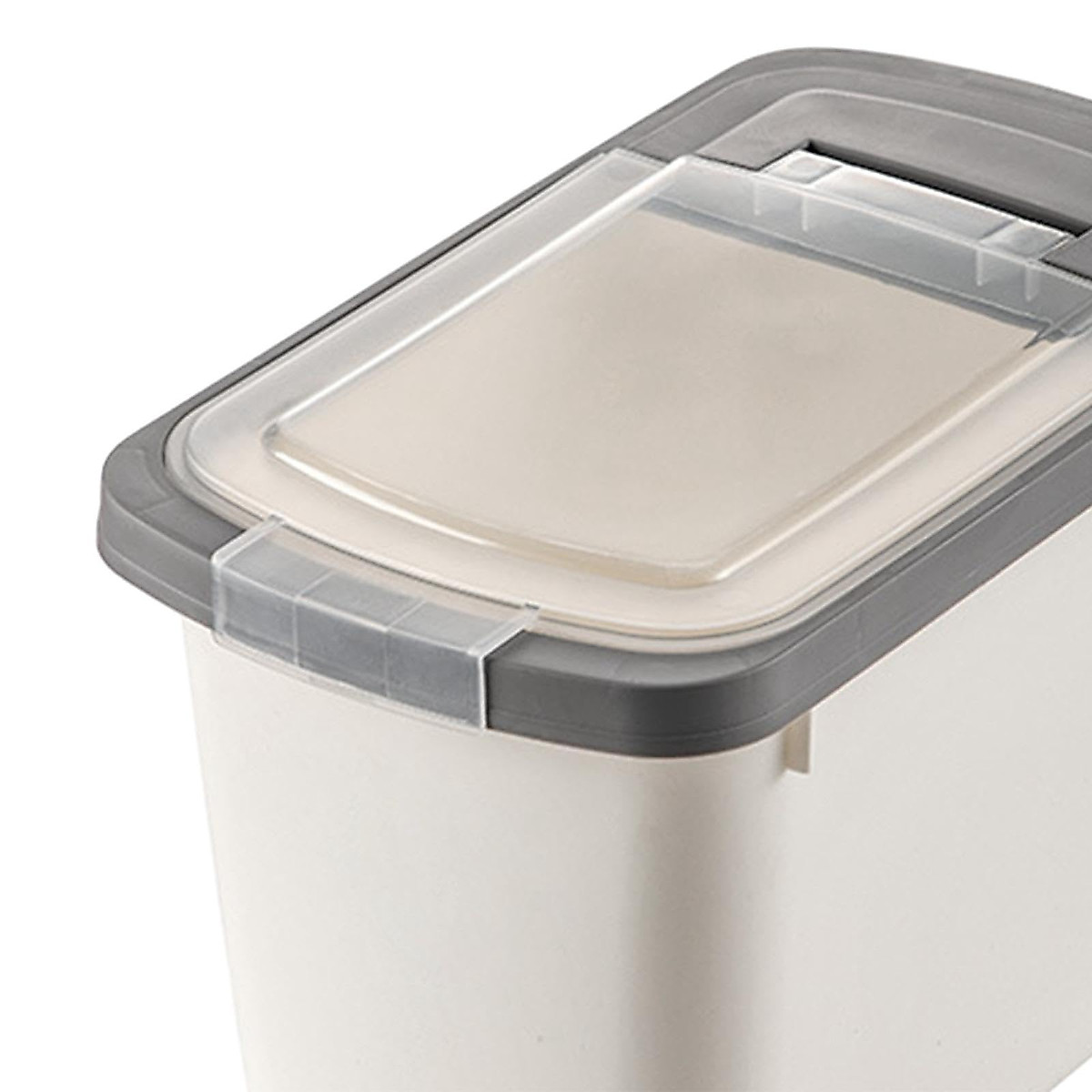gazechimp Grain Rice Storage Container, Pet Food Storage Box, Airtight Household Grain Dispenser, Grain Rice Storage Bin, Flour Bin for Flour, Cat Dog Food, White