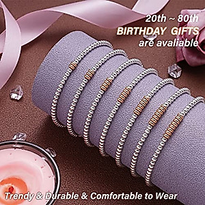 Btysun 80th Birthday Gifts for Grandma Her Stretch Bracelets for Women Rose Gold Bead Grandma Birthday Gifts Thanksgiving Christmas Jewelry