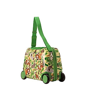 GinzaTravel Cute Children's Luggage Sit and Ride Trolley Case 17-inch Universal Wheel Travel Case for Boys and Girls (Green color)