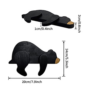 Woodland Nursery Decor For Baby, Black Bear Decoration, Wooden Wilderness Sleeping Bear, Safari Forest Decor For Classroom Bedroom Nursery Room Shelf (Black)