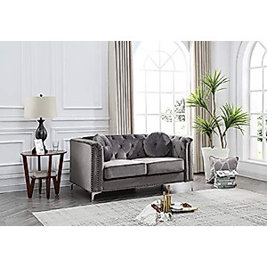 Glory Furniture Pompano Love Seat, Dark Gray. Living Room Furniture, 31" H x 62" W x 34" D