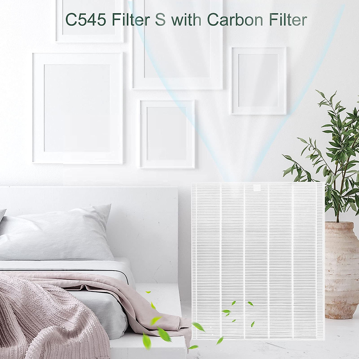 FFsign C545 True HEPA Replacement Filter S for Winix C545, 2 Pack H13 Grade 1712-0096-00 Filter S & 10 Pack Activated Carbon Filters
