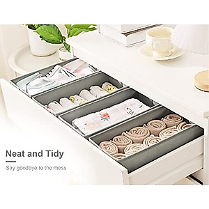 Qozary 8 Pack Drawer Organizers for Clothing, Foldable Cloth Storage Box, Underwear Drawer Organizer, Fabric Dresser Drawer Organizers for Baby Clothes, Underwear, Socks