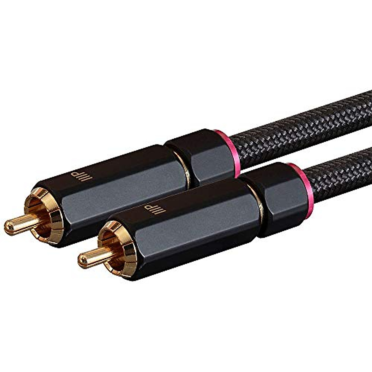 Monoprice Male RCA Two Channel Stereo Audio Cable - 6 Feet - Black, Gold Plated Connectors, Double Shielded with Copper Braiding - Onix Series