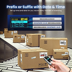 Eyoyo QR Code Scanner with LCD Display, Mini Portable Bluetooth Barcode Scanner, Wireless 1D 2D Book Bar Code Scanner for Library Classroom Inventory Compatible with iPhone iPad Android iOS POS Laptop