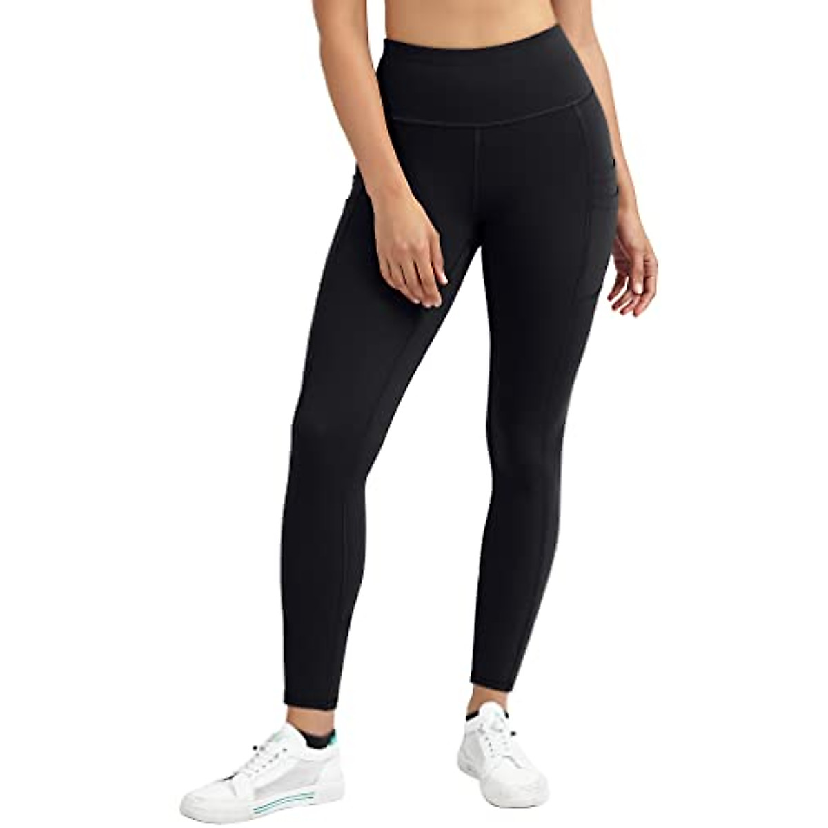 Ewedoos High Waisted Leggings with Pockets for Women, Yoga Pants for Women Workout Leggings for Women with Pockets (Ew330 Black, Large)