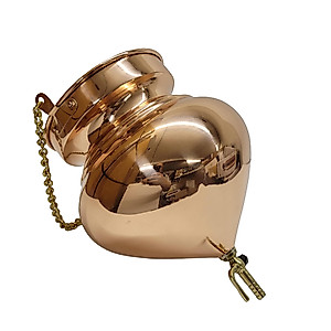 Pure Copper Shirodhara Pot Ayurvedic Equipment with Control Valve and Brass Chain for Panchkarma Abhyanga Sodhana Ayurveda Massage Basti Nasya (Extra Large Shirodhara)