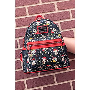 Loungefly Disney Glow in the Dark Santa Mickey and Friends Christmas Lights Backpack