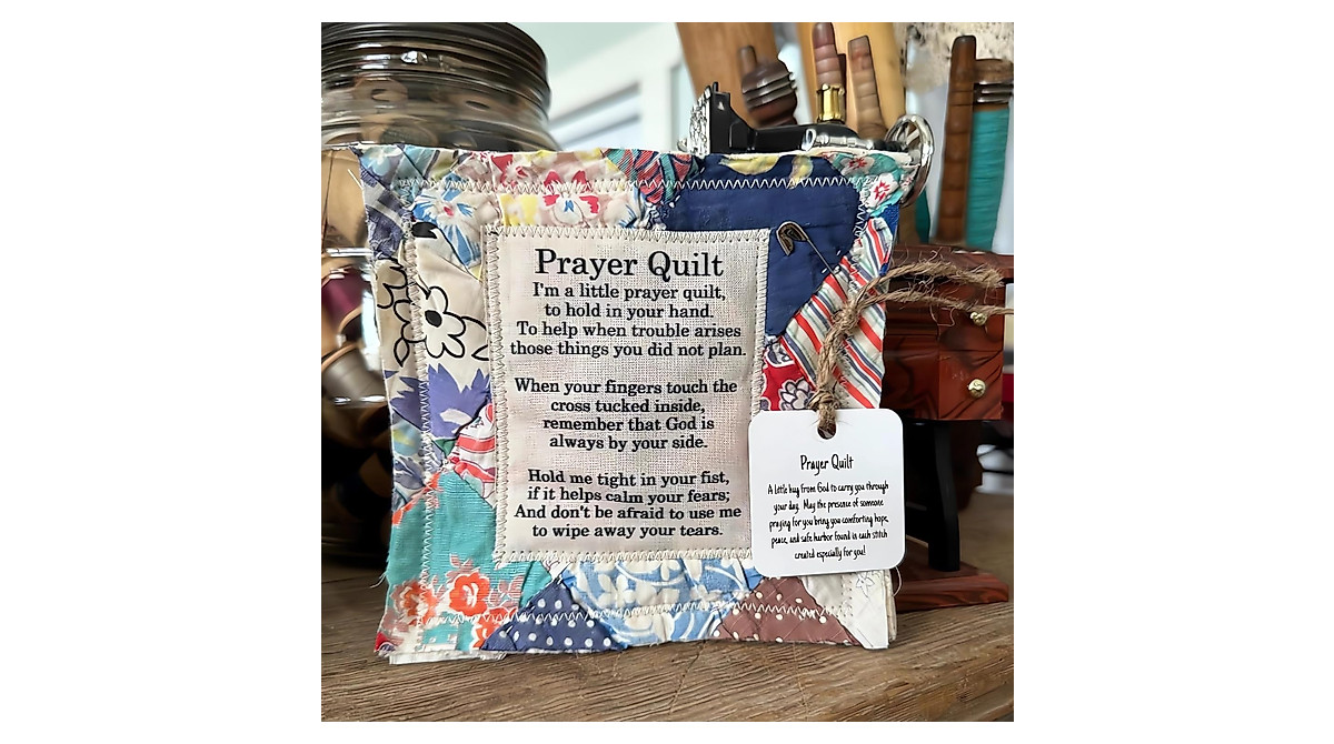 Handmade Pocket Prayer Quilt with Cross - Comfort Gift