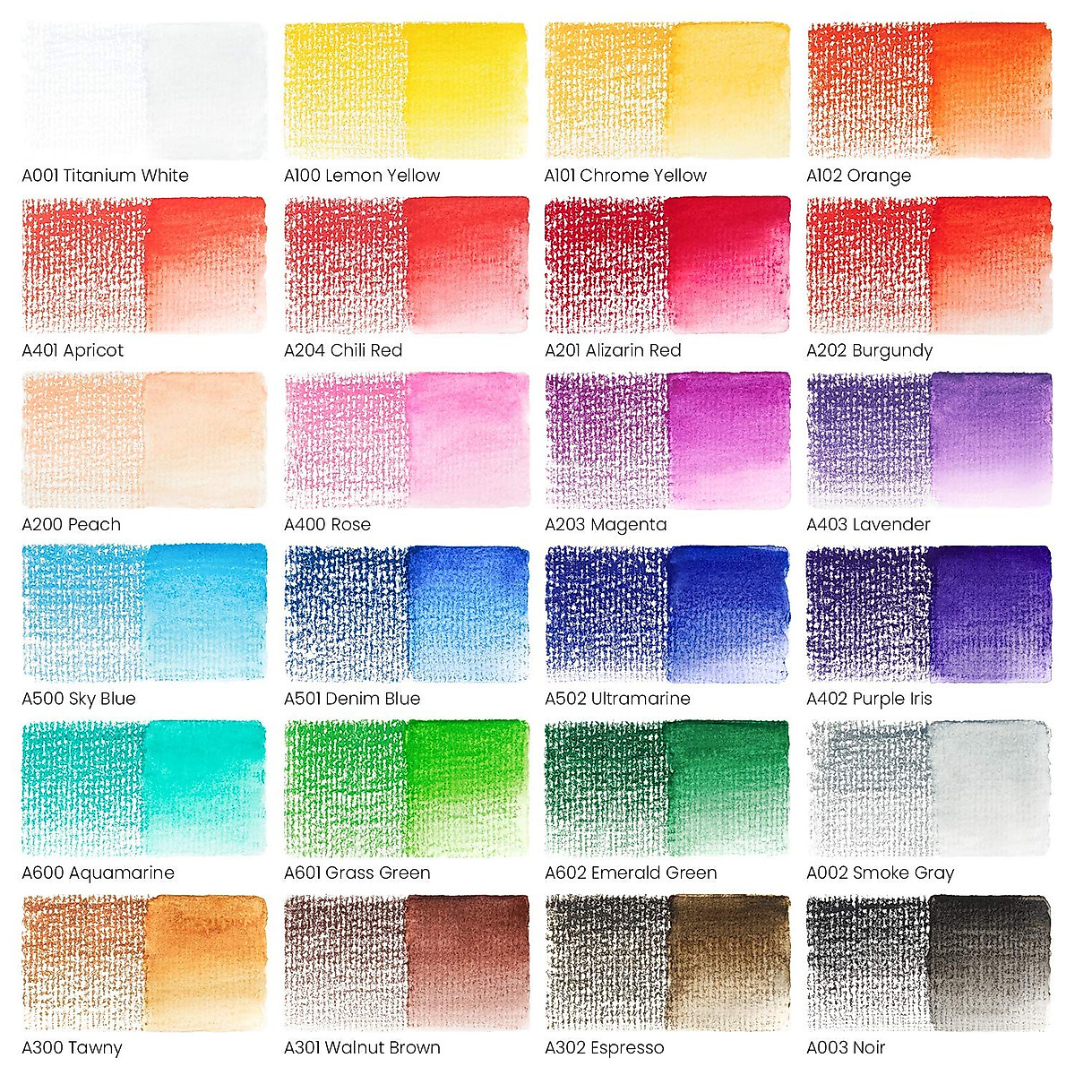 Arteza Watercolor Drawing Art Set, Woodless Watercolor Pencils 24 and Foldable Canvas Paper Bundle, DIY Kit, Art Supplies for Artists & Hobby Painters