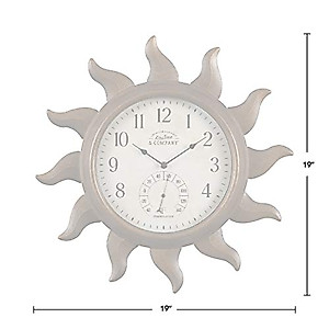 FirsTime & Co. Copper Sundeck Outdoor Wall Clock, Thermometer for Patio and Pool, Round, Metal, Rustic, 19 inches