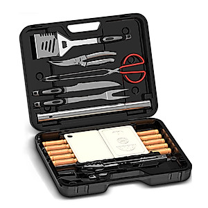 SEFAX 29PCS Stainless Steel Grilling Kit, BBQ Tools Set with Portable Compact Carry Case, Grill Accessories, Grill Accessories for Travel, Picnics, RVs, Camping, BBQs, Parties