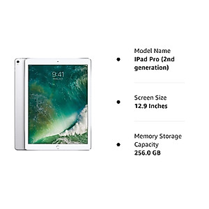 Apple iPad Pro 2nd 12.9in with Wi-Fi 2017 Model, 256GB, SILVER (Renewed)
