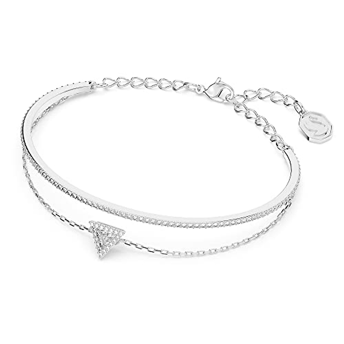 Swarovski Ortyx bracelet, Triangle cut, White, Rhodium plated
