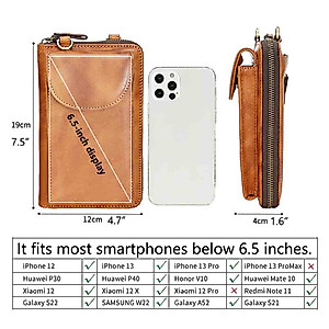 Baolab Genuine Leather Purse Phone Bag for Ladies Women Crossbody Wallet with Credit Card Holder RFID Blocking Small (Coffee)