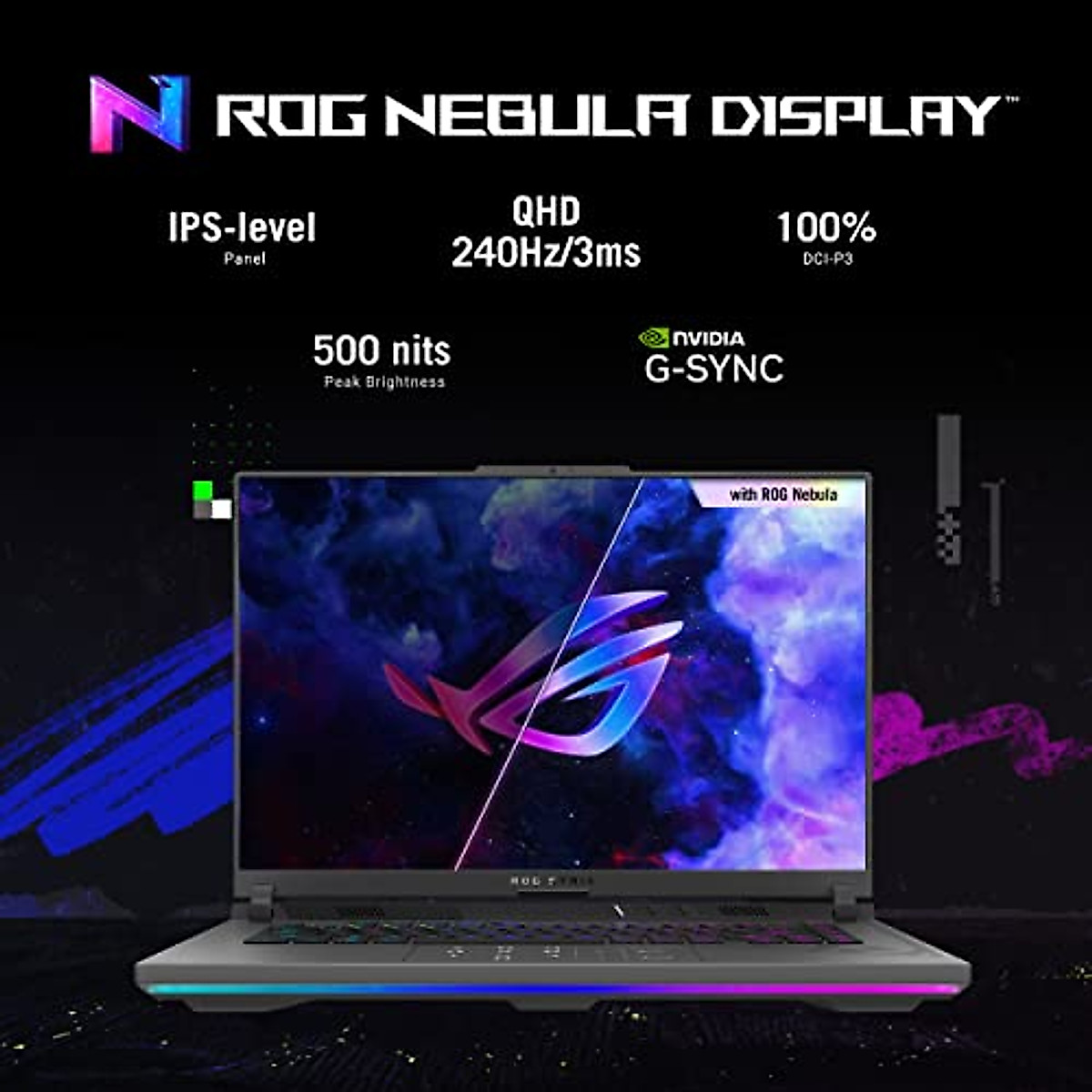 ASUS ROG Strix G16 (2023) Gaming Laptop, 16” Nebula Display 16:10 QHD 240Hz, GeForce RTX 4070, Intel Core i9-13980HX, 32GB DDR5, 1TB PCIe SSD, Wi-Fi 6E, Windows 11 Pro, G614JI-XS96,Eclipse Gray
