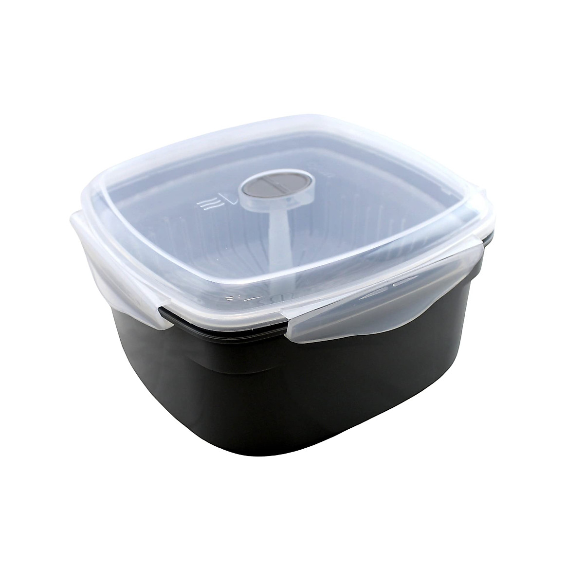 Dependable Industries BPA-Free Microwave Steamer: Cook Vegetables, Fish & Poultry with Removable Strainer & Locking Vent Lid - 2.47L