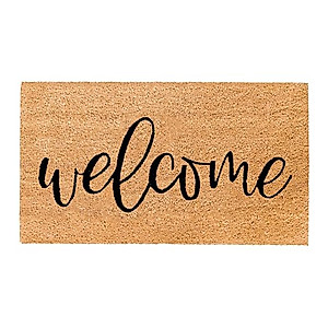 THEODORE MAGNUS Natural Coir Doormat with Non-Slip Backing - 17 x 30 - Outdoor/Indoor - Welcome Mats - Welcome - COIR-1730-15-122