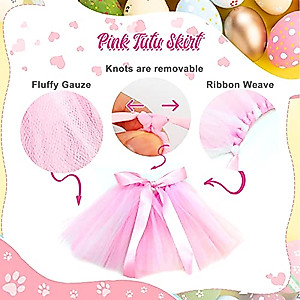 Dog Easter Costume 5Pack Cute Rabbit Ears Hat Pink Dress Bunny Easter Day Clothes Puppy Carrot Toy Kit Bowtie Collar Bunny Outfits for Medium Pet Easter Accessory Birthday Wedding Apperal
