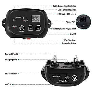 COVONO Electric Dog Fence (for 2 Dogs), Wired Pet Containment System (Aboveground/Underground, 650 Ft Wire, IP66 Waterproof/Rechargeable Collar, Shock/Tone Correction, 2 Dogs System)