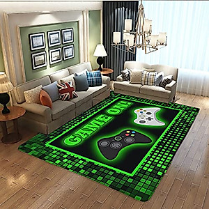 CANARO Large Game Area Rugs 3D Gamer Carpet Decor Game Printed Living Room Mat Bedroom Controller Player Boys Gifts Home Non-Slip Crystal Floor Polyester Mat Teen Boys Carpet 31x20inch