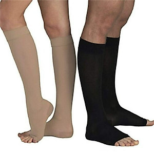 Padaleks Women’s Open Toe Calf-High Socks, 2 Pairs, Compression Socks for Women and Men, Stockings for Runners, Nurse, Plantar Fasciitis, Hiking, Athletic